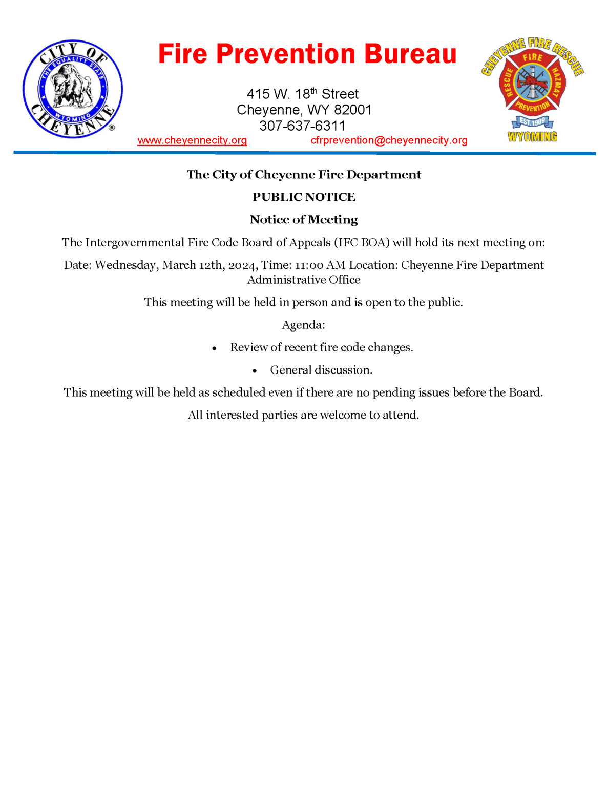 Cheyenne Fire Rescue News & Announcements - Cheyenne Fire Rescue