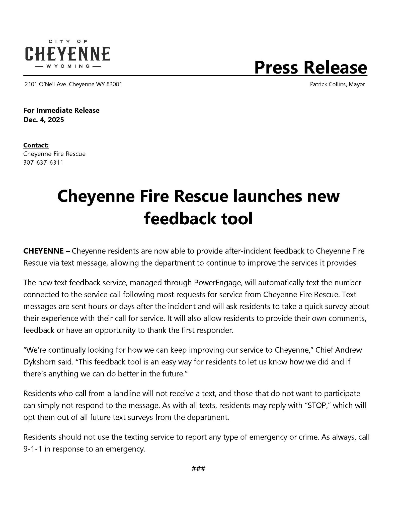 Cheyenne Fire Rescue - Cheyenne, WY